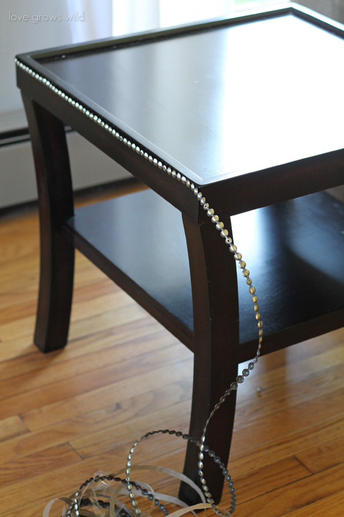 Nailhead Trim End Table Makeover - Love Grows Wild