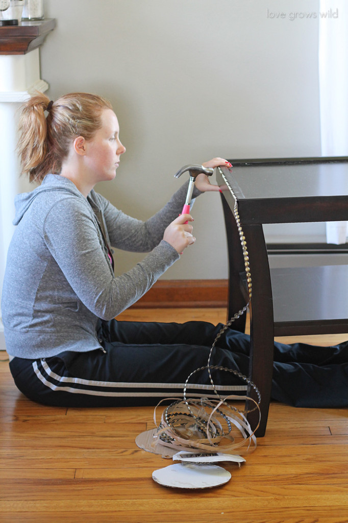 Nailhead Trim End Table Makeover - Love Grows Wild