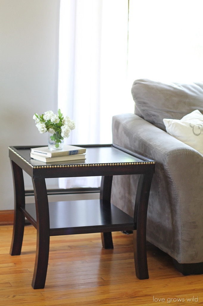Nailhead Trim End Table Makeover - Love Grows Wild