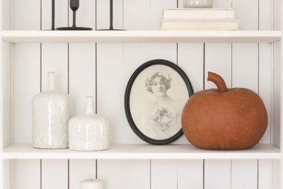 Fall Bookcase Decor - Love Grows Wild