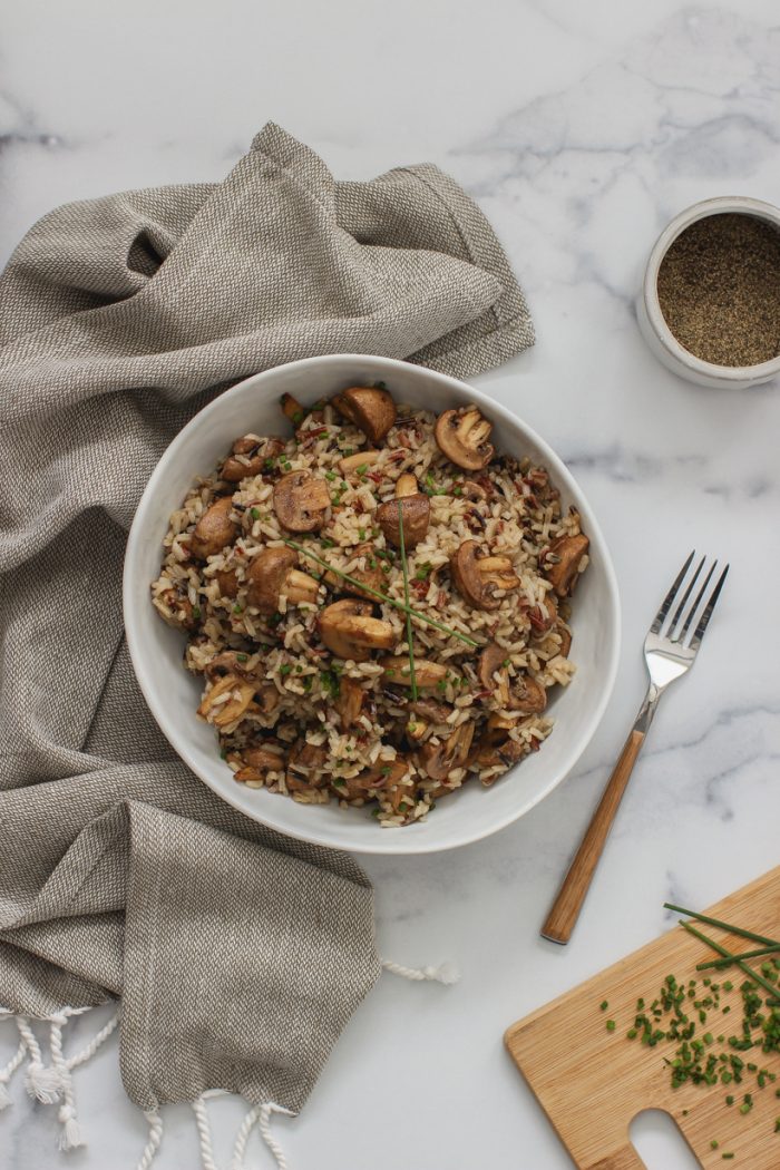Wild Rice with Balsamic Marinated Mushrooms - Love Grows Wild